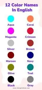 100+ Color Names In English With Pictures - Hi English Hub
