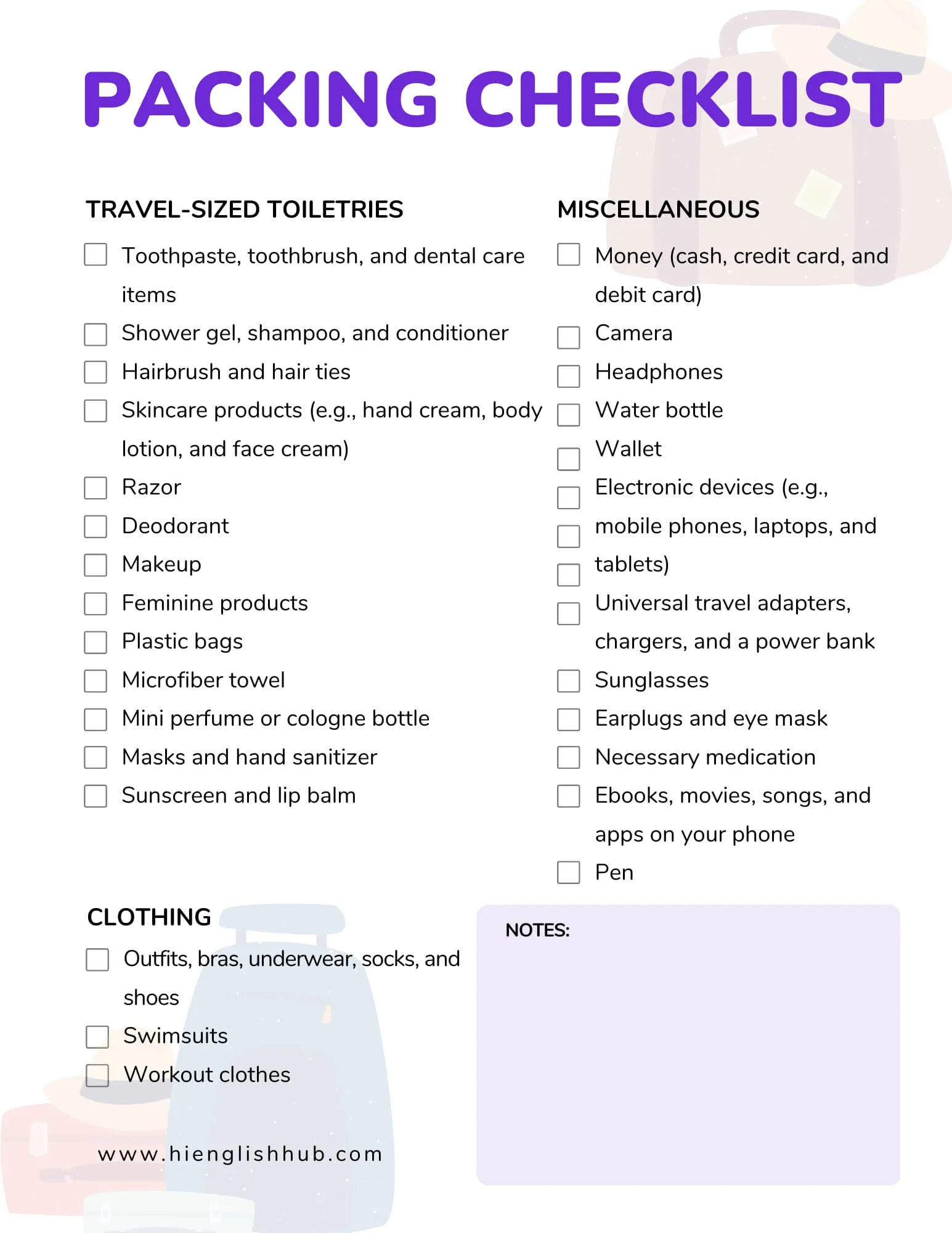 International Travel Checklist (PDF): 23 Things To Do Before Traveling ...