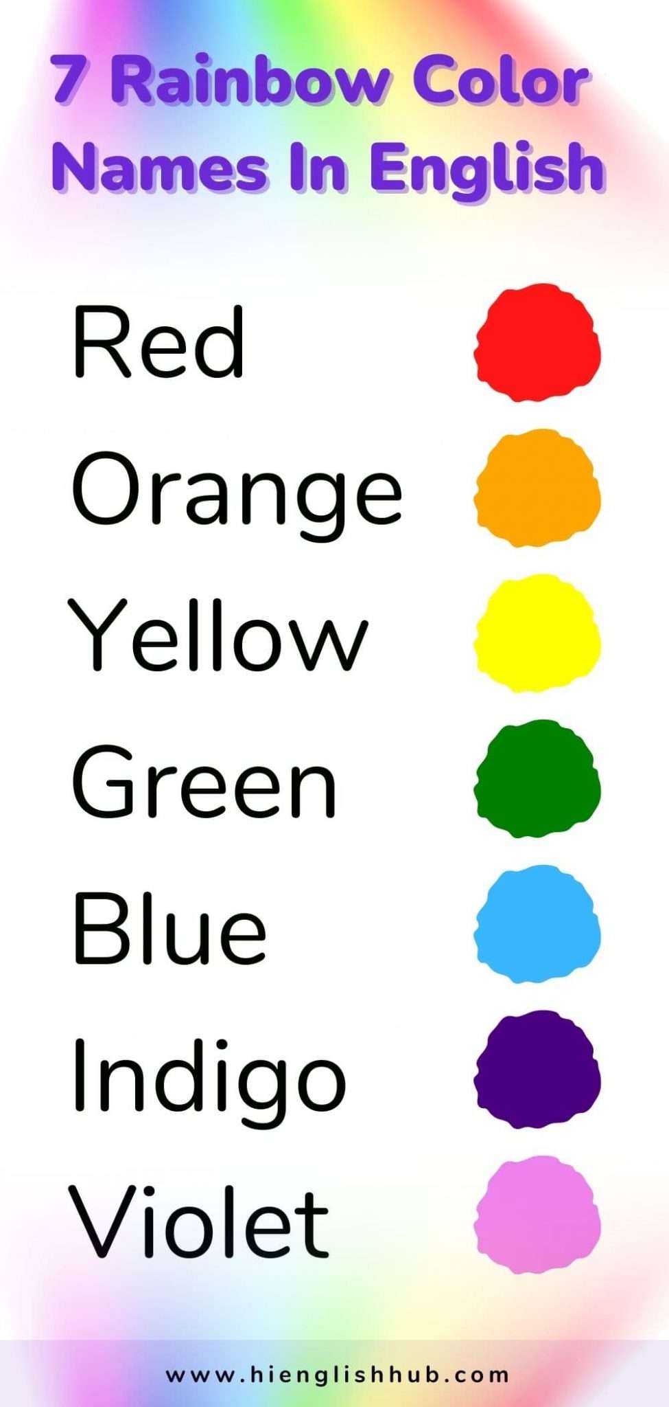 100+ Color Names In English With Pictures - Hi English Hub