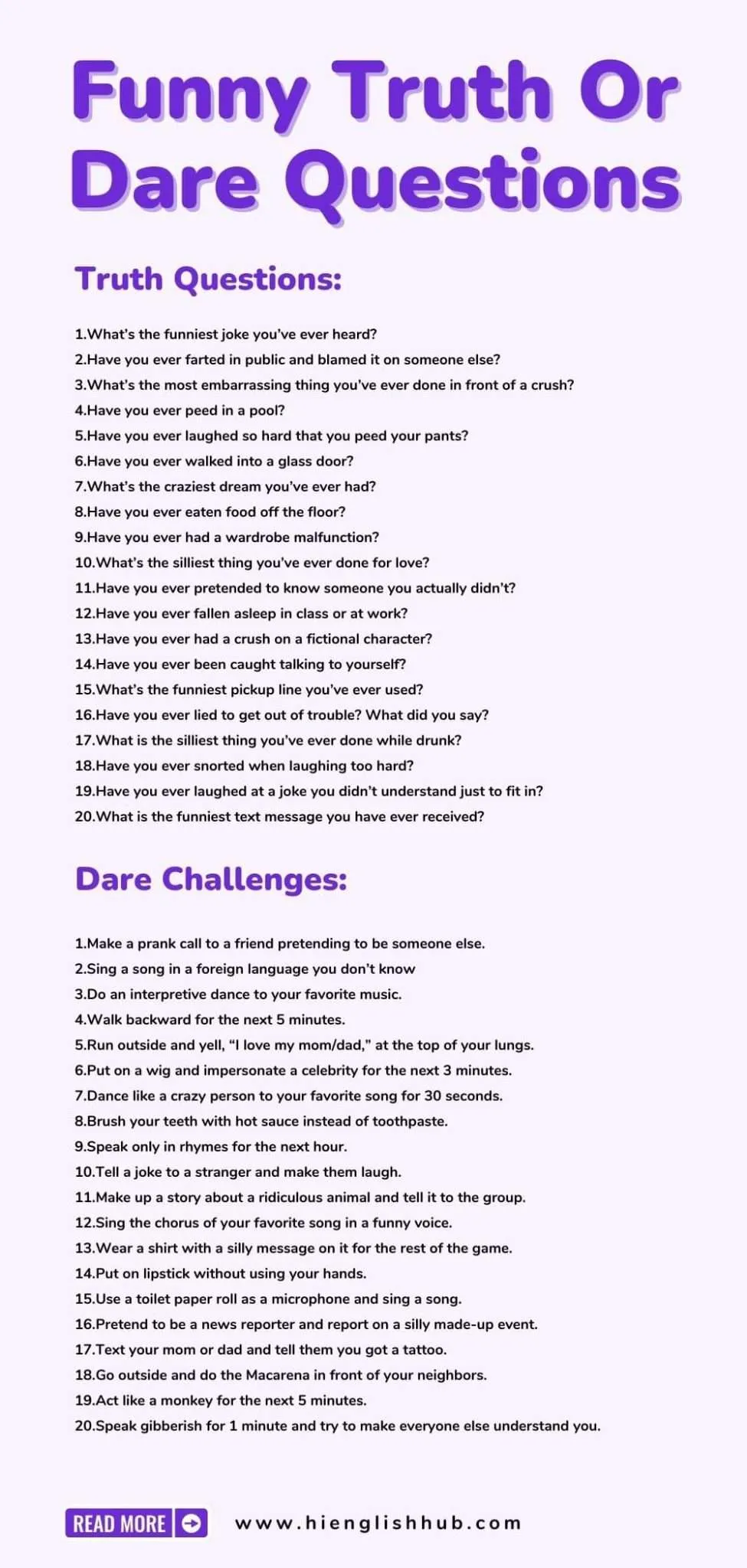319+ Fun And Exciting Truth Or Dare Questions For All Occasions - Hi ...