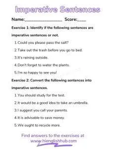 Imperative Sentences: Definitions, Examples, And A Free Worksheet - Hi ...