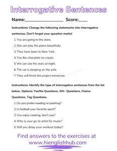 Interrogative Sentence (Definition, Types, Rules, And Free Worksheet ...