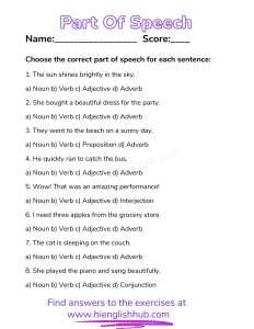 Part Of Speech In English: Definitions, Examples, And Exercises With ...