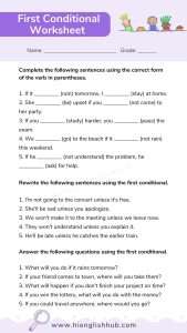 The First Conditional: Form, Usage, Examples, And Free Exercises - Hi English Hub