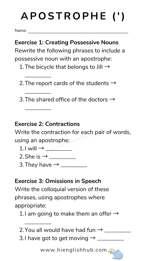 Apostrophe (’) Definition, Rules, And Examples (Bonus Worksheet) - Hi ...